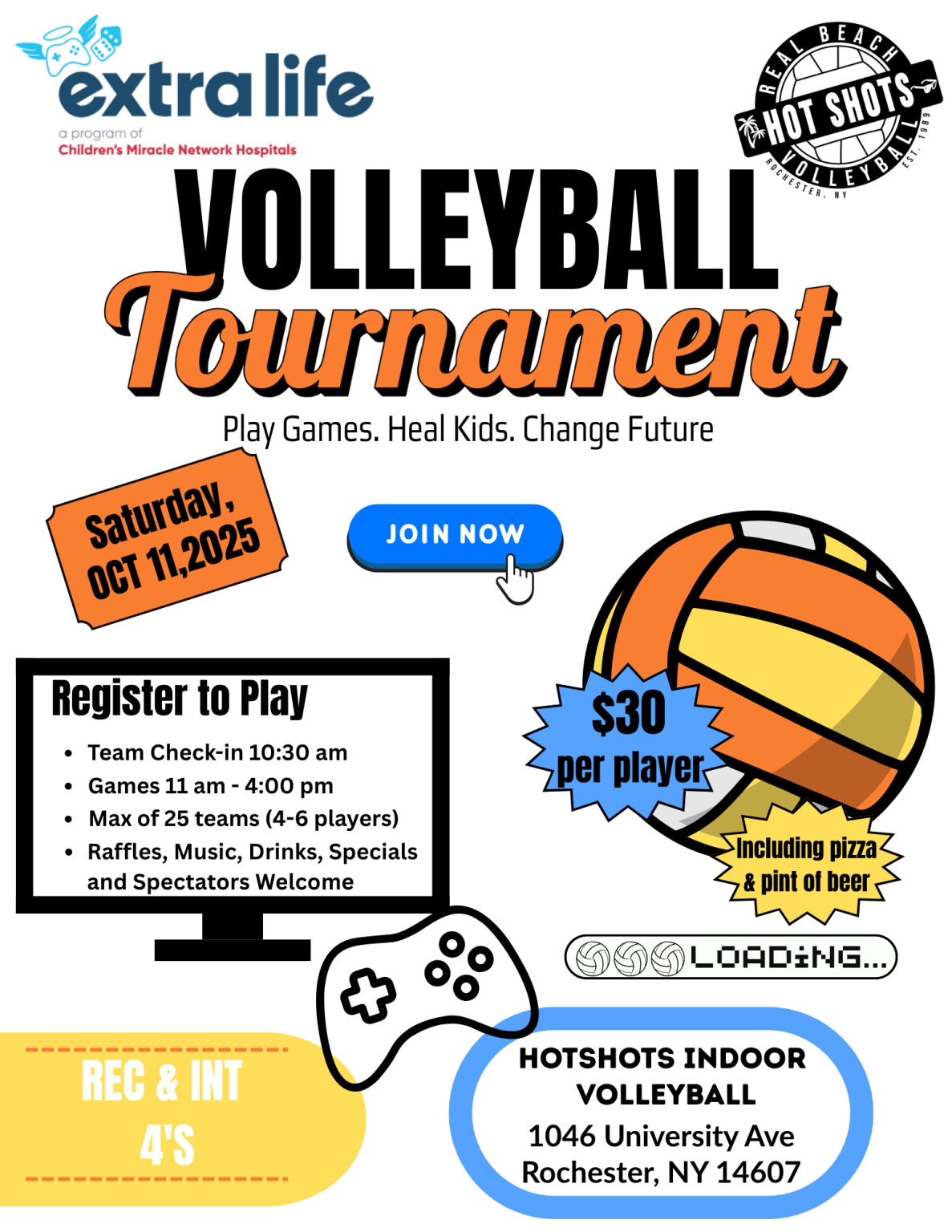 Extra Life Int/Rec 4s Volleyball Tournament – NOVA Event Management